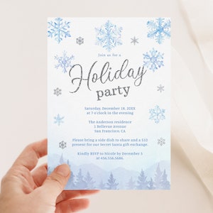Snowflake Holiday Party Invitation, Winter Wonderland Invite, Corporate ...