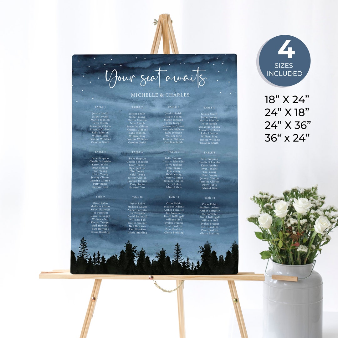 Starry Night Wedding Seating Sign, Under the Stars Seating Chart ...
