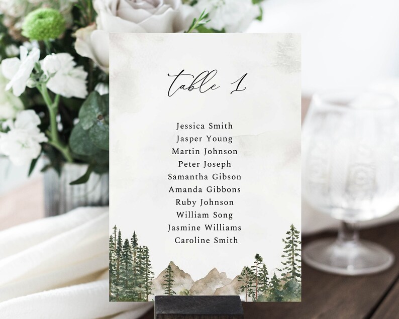 Seating Chart Poster Forest Seating Template Woodland - Etsy