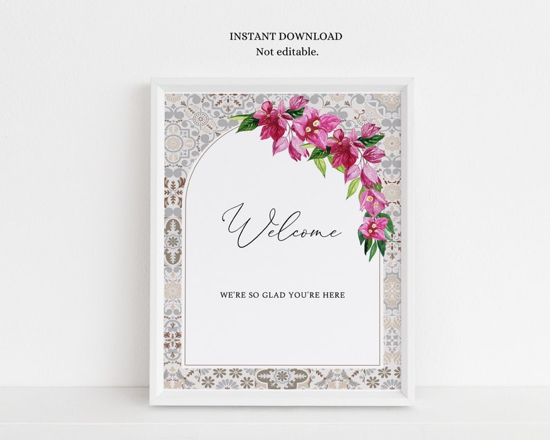 Mediterranean Baby Shower Welcome Sign Brown Tiles - Etsy