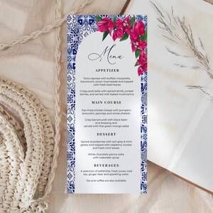 Mediterranean Menu Template, Blue Azulejo Tiles Menu, Dinner Menu ...