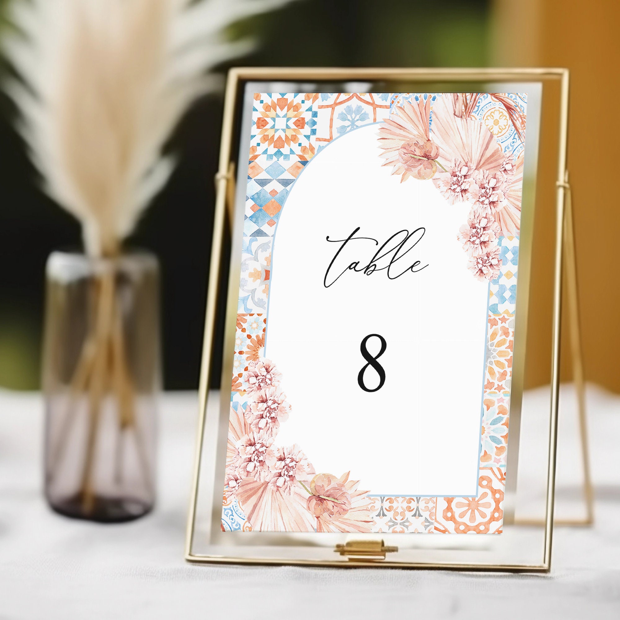 Bohemian Wedding Table Number, Mediterranean Tiles, Moroccan Table ...