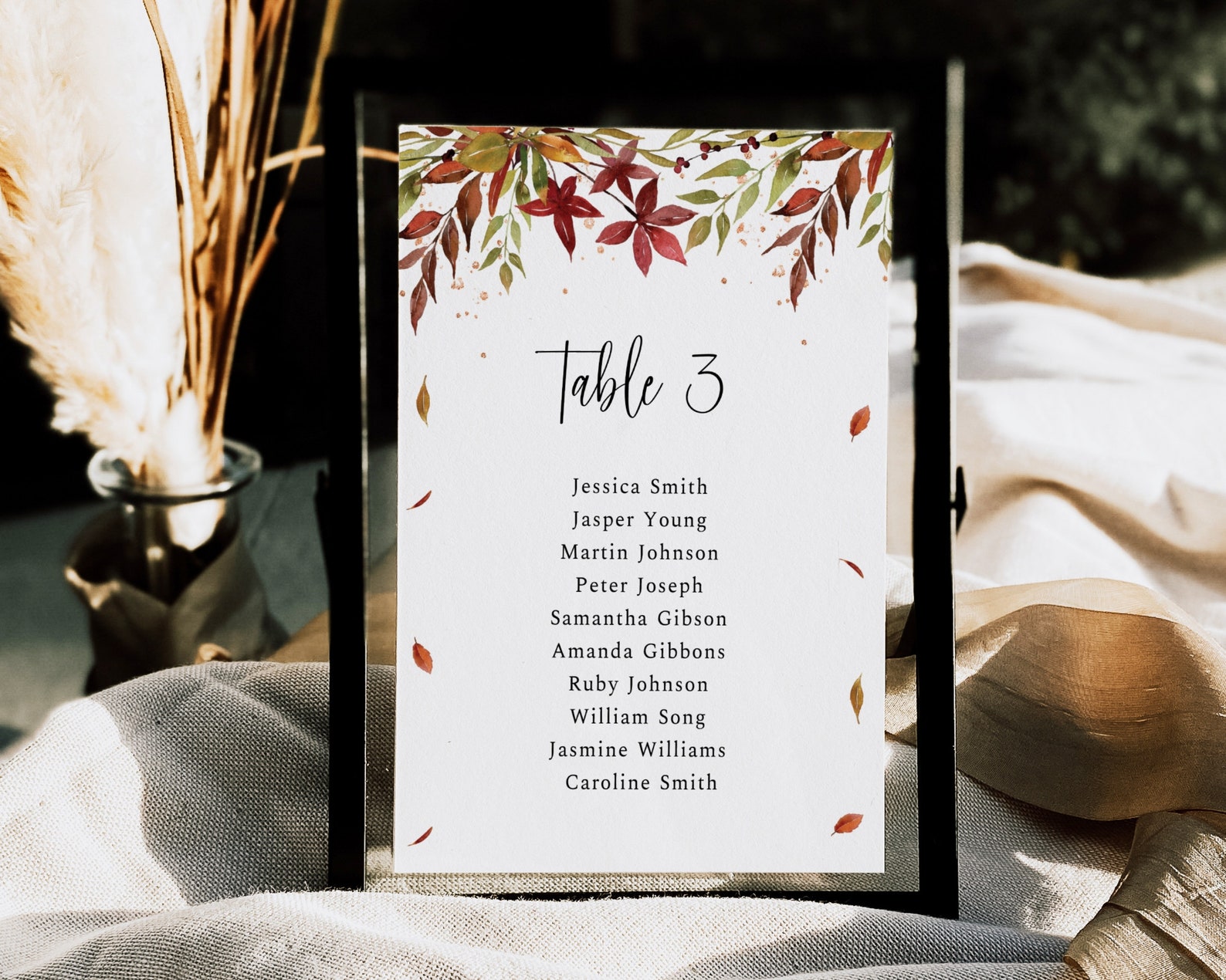 Fall Seating Chart Template Printable Table Number Fall - Etsy