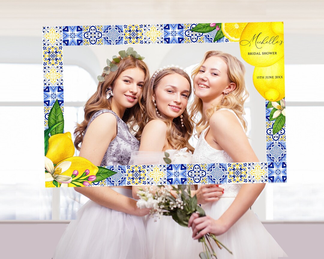 Mediterranean Bridal Shower Photo Prop Frame Printable Template, Summer ...