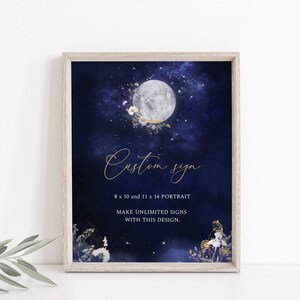 Floral Moon Wedding Custom Sign, Celestial Wedding, Wildflowers, Moon ...