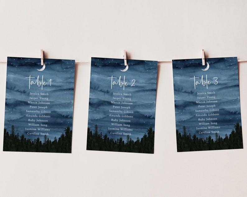 Starry Night Seating Chart Template Under the Stars Seating - Etsy