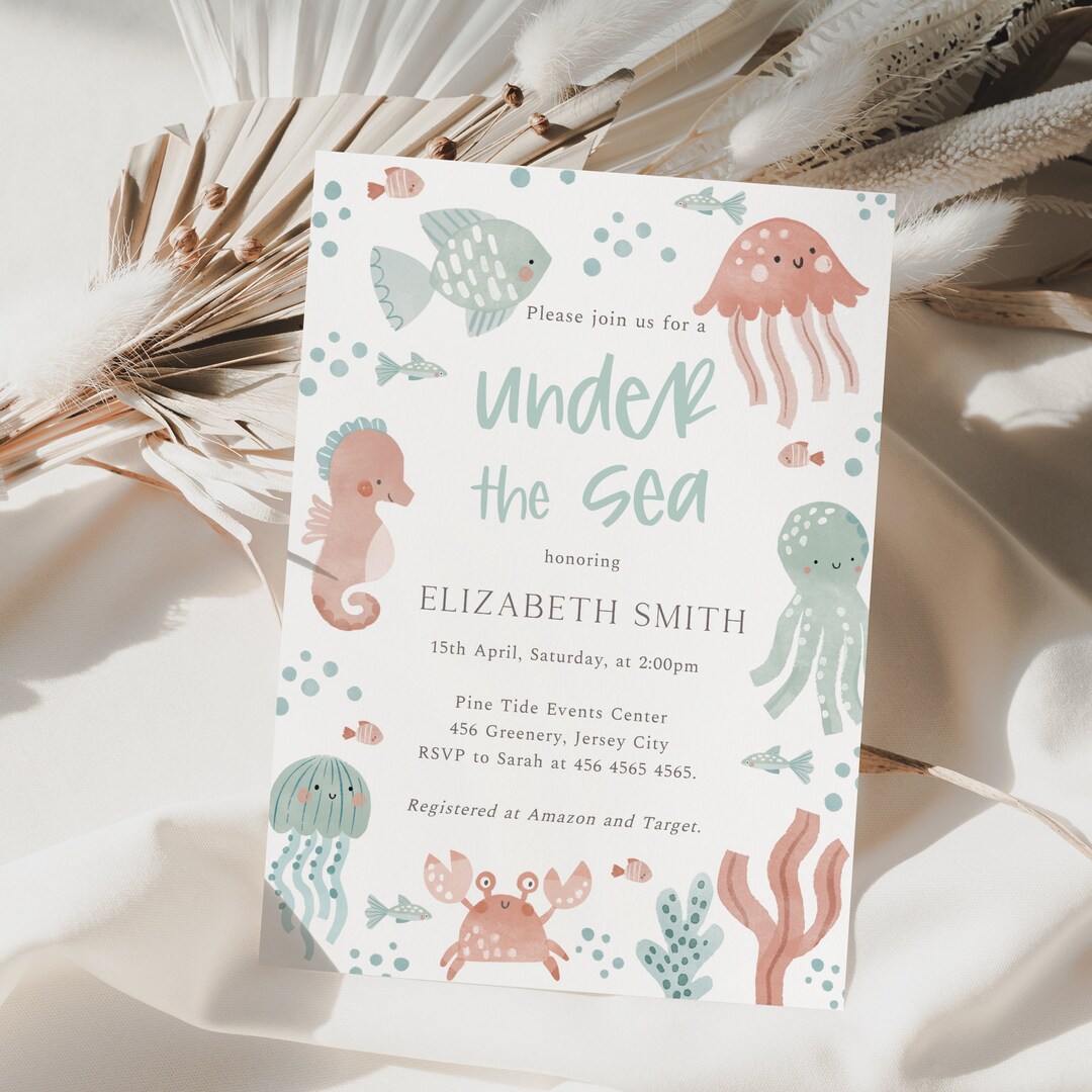 Under the Sea Baby Shower Invitation, Ocean Baby Shower Invite ...