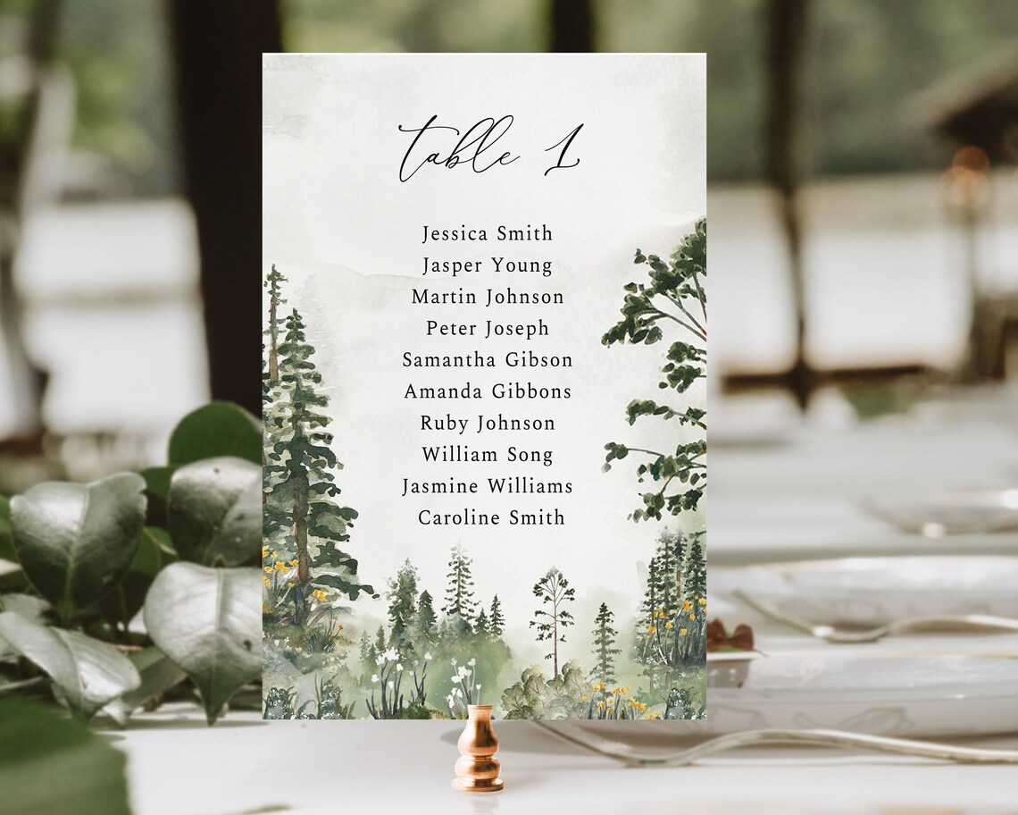 Seating Chart Poster Forest Seating Template Woodland - Etsy