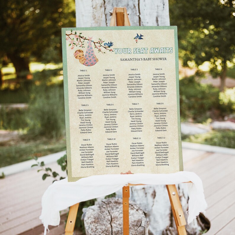 Retro Storybook Baby Shower Seating Sign, Chapter Book Themed Seating ...