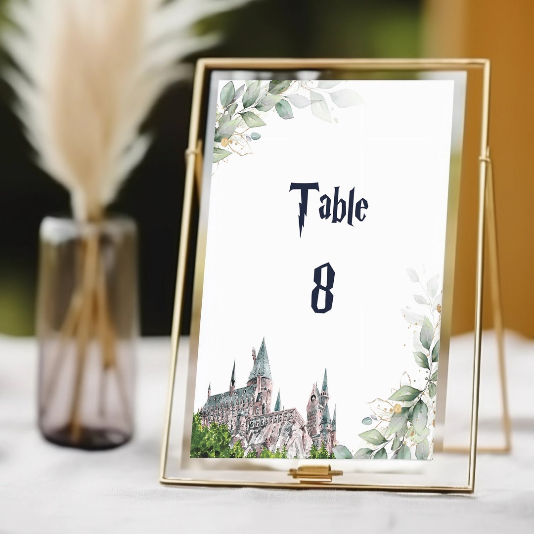 Magical Wedding Table Number Template, Editable Greenery and Gold Table ...