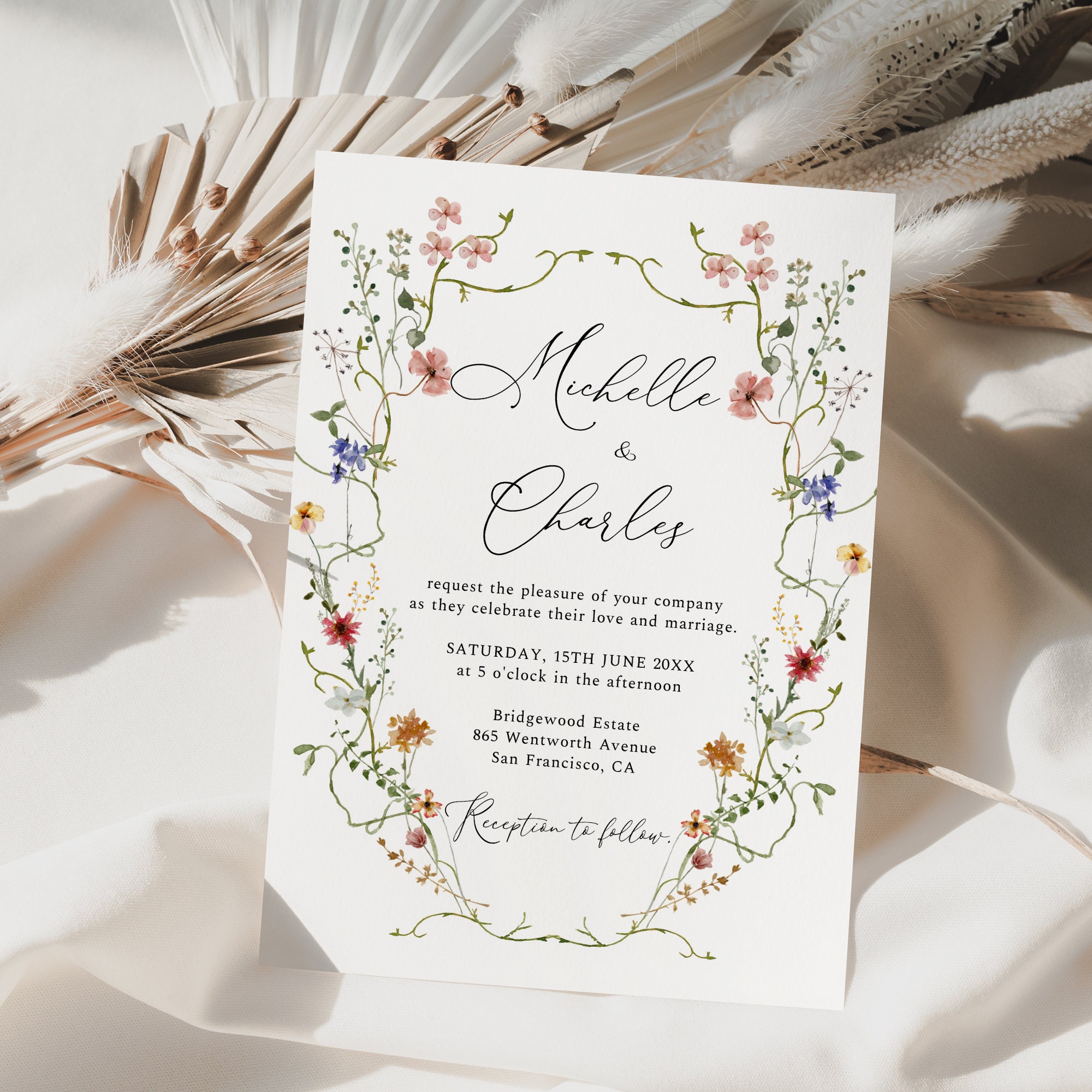 Wildflower Wedding Invitation Set, Boho Spring Wedding Invite, Garden ...