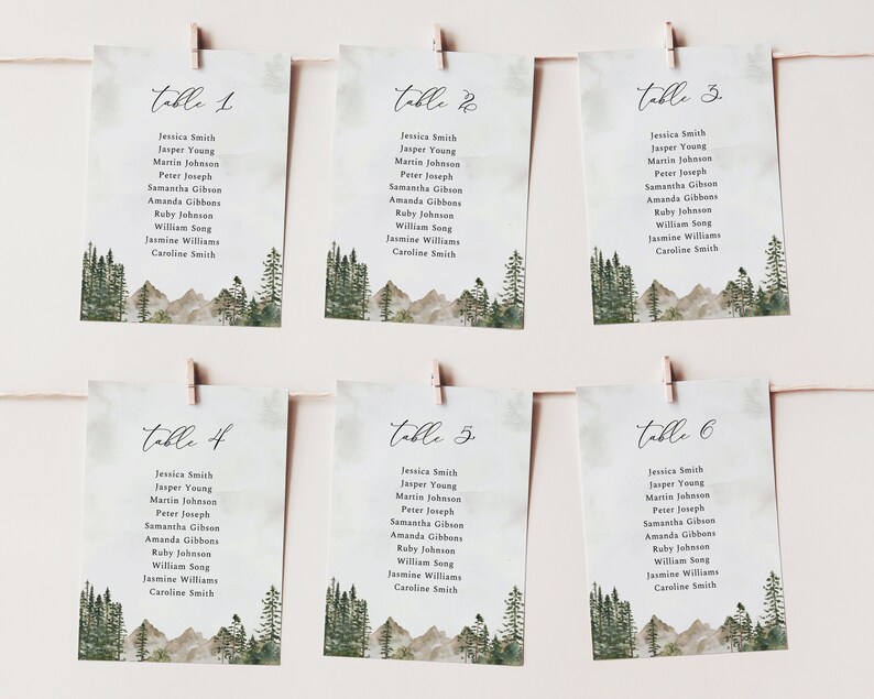 Seating Chart Poster, Forest Seating Template, Woodland Wedding Seating ...