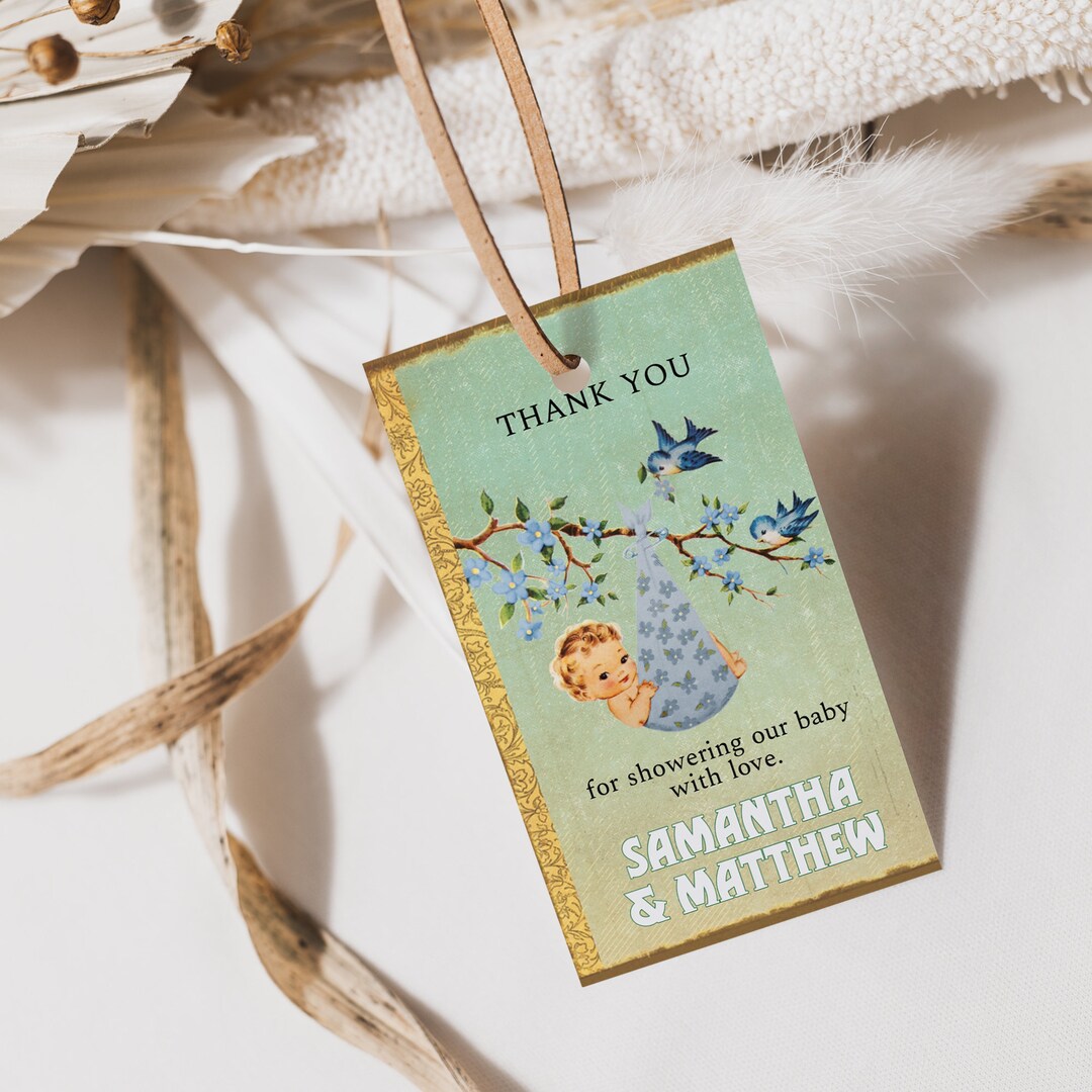 Retro Storybook Thank You Tag, Chapter Book Themed Gift Tag, Baby ...