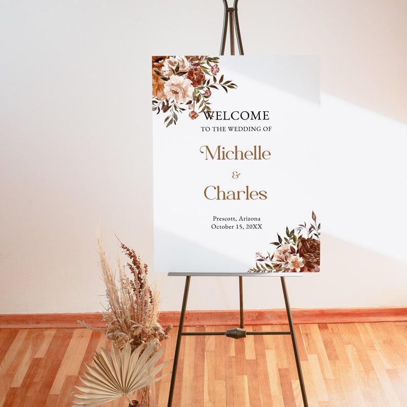 Fall Wedding Welcome Sign Autumn Wedding Sign Terracotta - Etsy