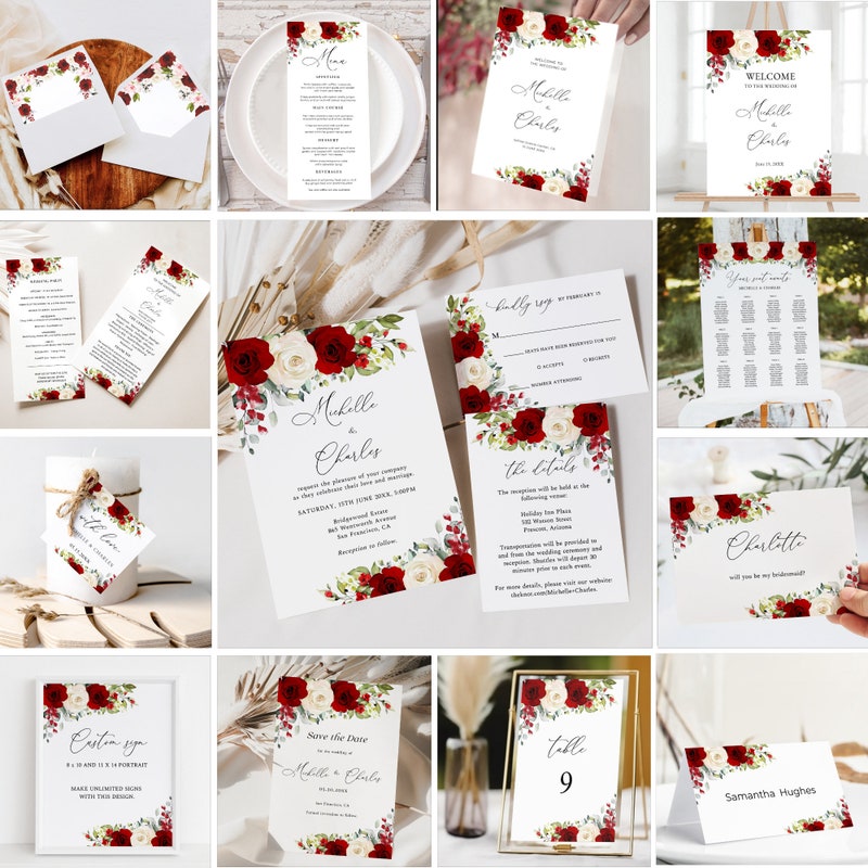 Roses Wedding Invitation - Etsy