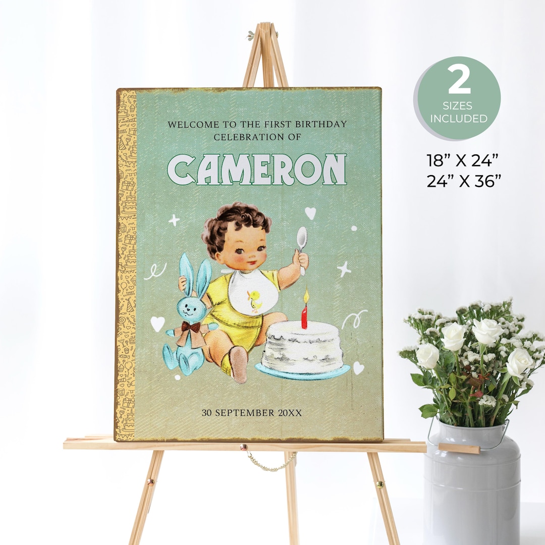 Retro Storybook First Birthday Welcome Sign, Chapter Book Themed ...