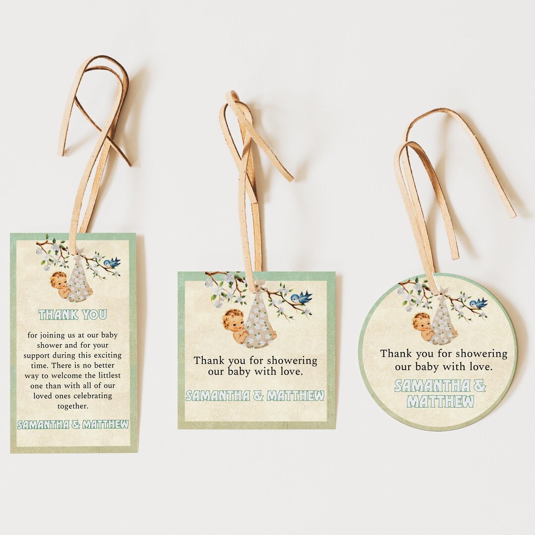 Vintage Retro Baby Shower Gift Tag Labels, Chapter Book Themed Favour ...