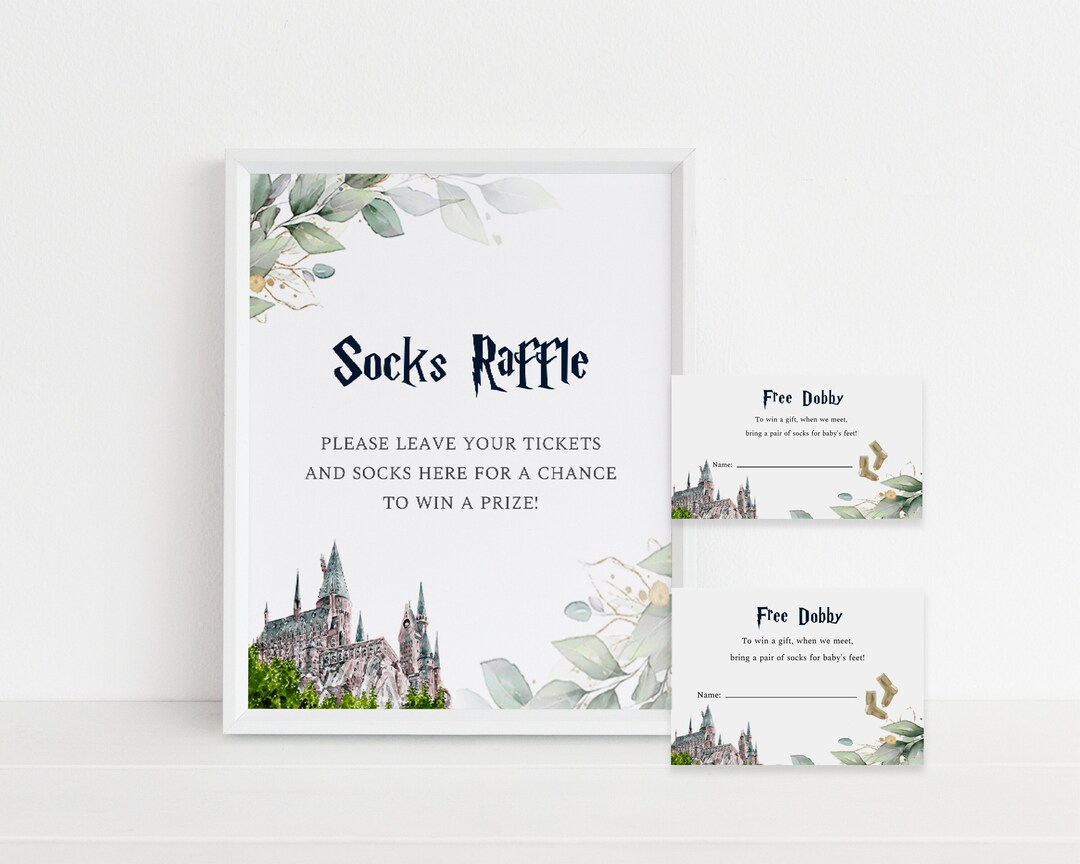 Baby Shower Game Ticket, Raffle Socks Sign Template, Greenery Ticket ...