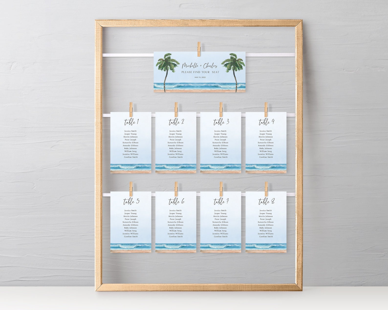 Tropical Wedding Seating Chart Template Wedding Seating Place | Etsy