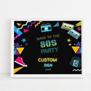 Back to the 80s Custom Sign, Retro Birthday Party Sign, Printable ...