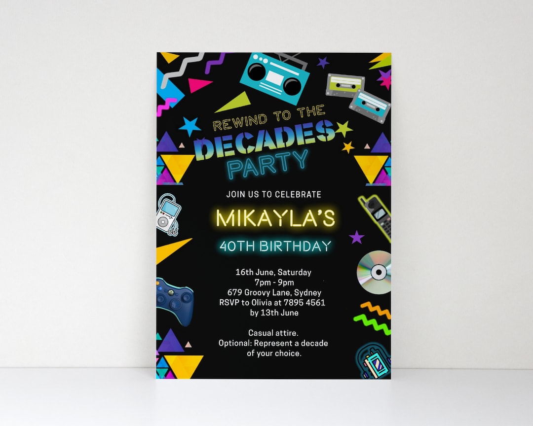 Decades Party Invitation, 2000s Party Invite, Decades Birthday Invites ...