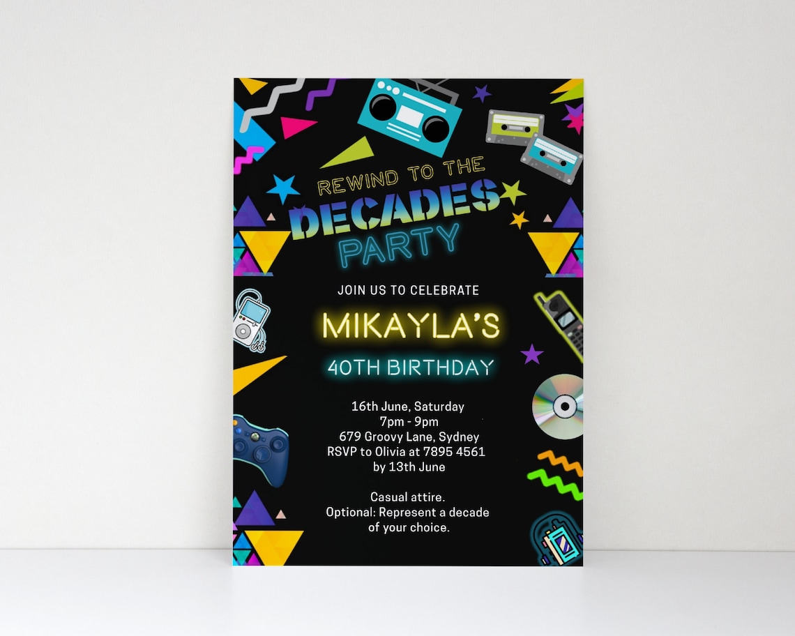 Decades Party Invitation 2000s Party Invite Decades Birthday - Etsy Finland