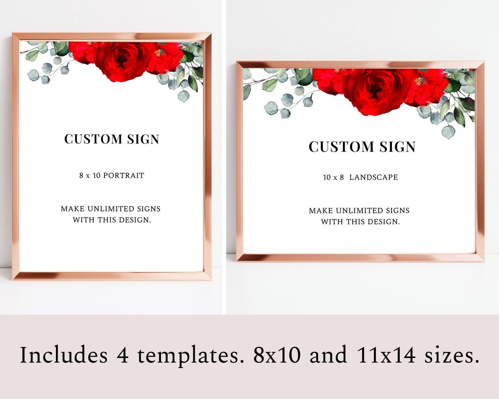 Red roses custom sign floral red custom sign wedding custom | Etsy