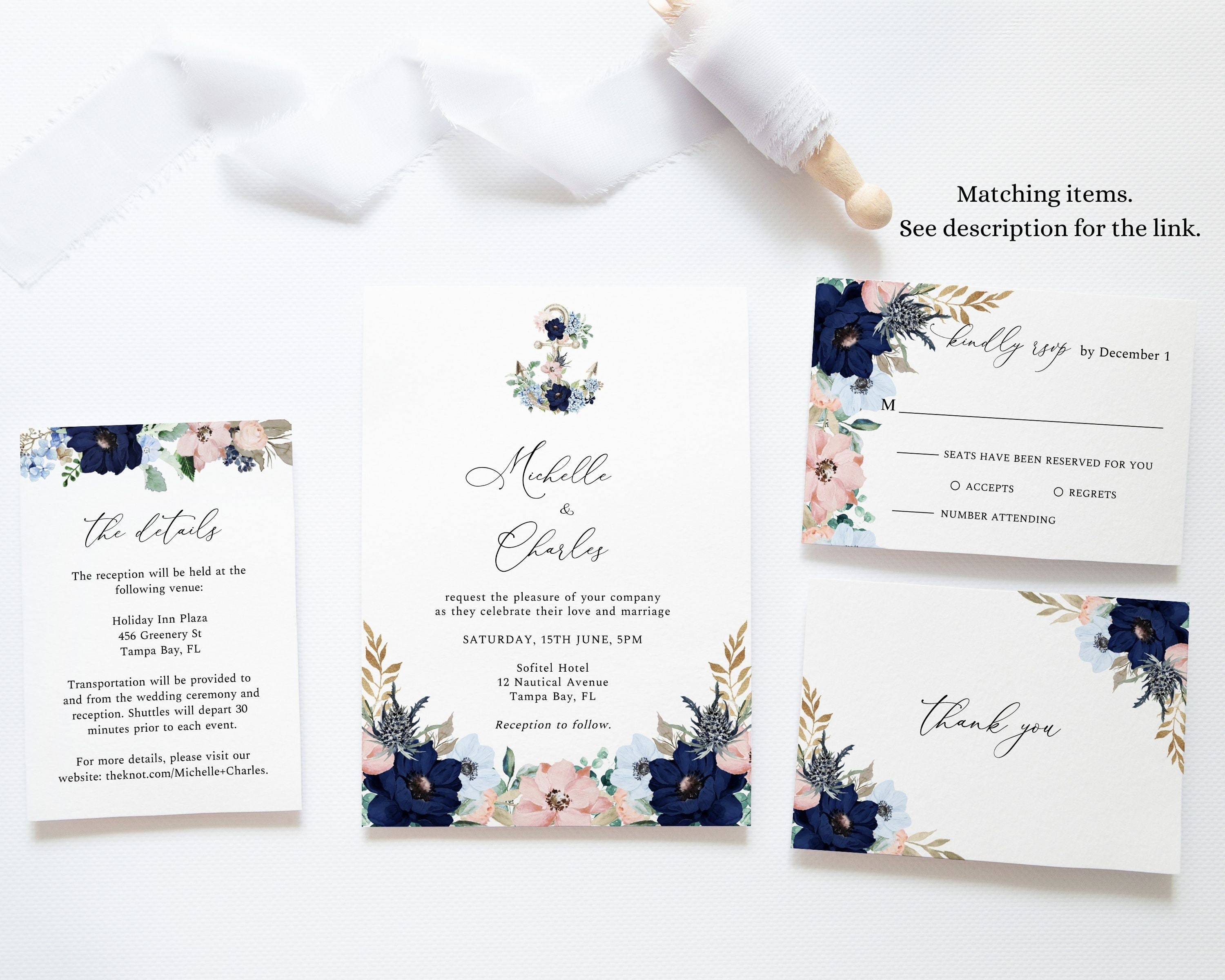 Editable Wedding Invitation Floral Template Invitation - Etsy