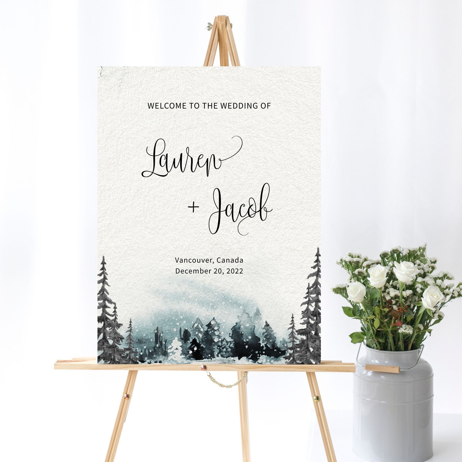 Winter Wedding Welcome Sign Forest Welcome Sign Christmas - Etsy