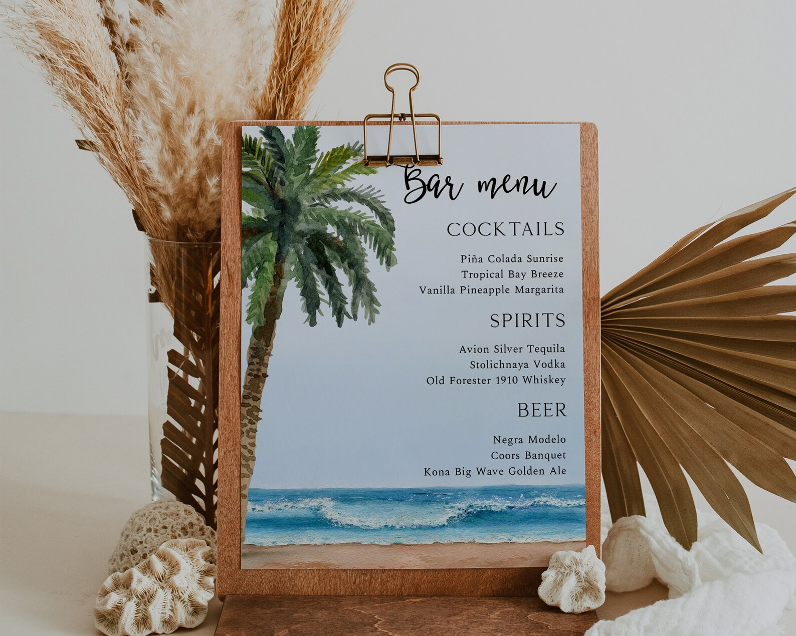 Tropical Menu Template, Bar Menu Template, Wedding Bar Menu, Cocktails ...