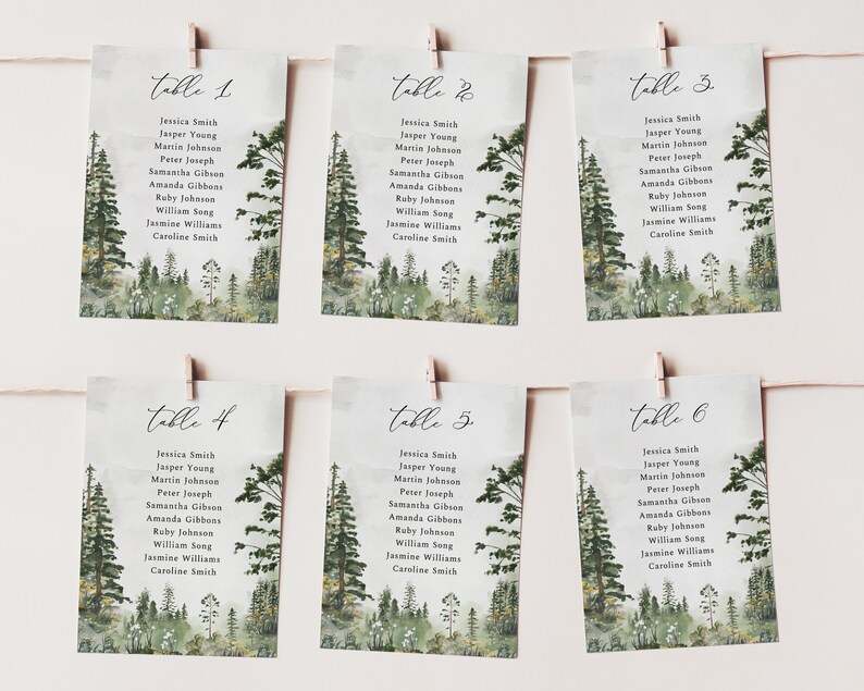 Seating Chart Poster Forest Seating Template Woodland - Etsy