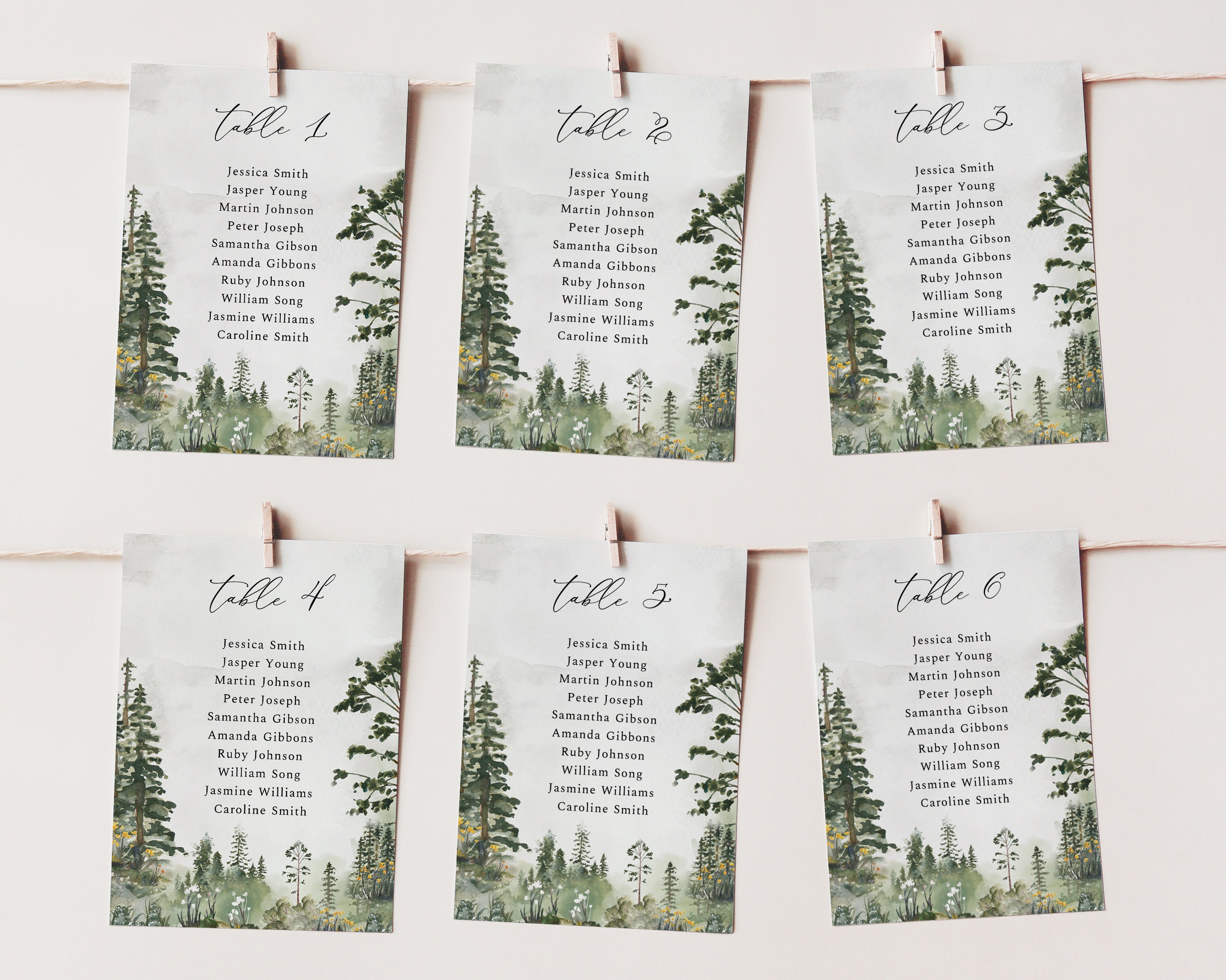 Seating Chart Poster Forest Seating Template Woodland - Etsy