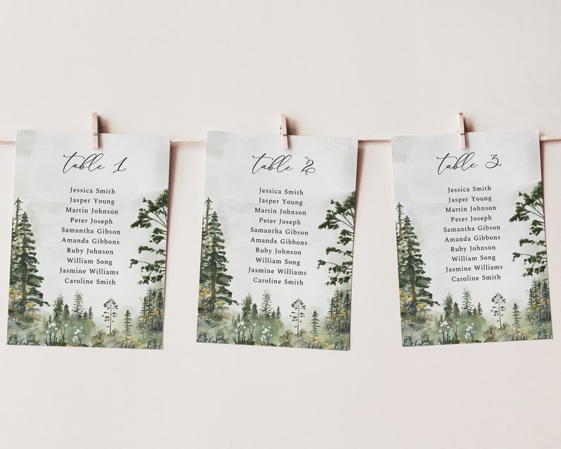 Seating Chart Poster Forest Seating Template Woodland - Etsy