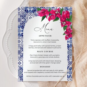 Mediterranean Menu Template, Blue Azulejo Tiles Menu, Dinner Menu ...