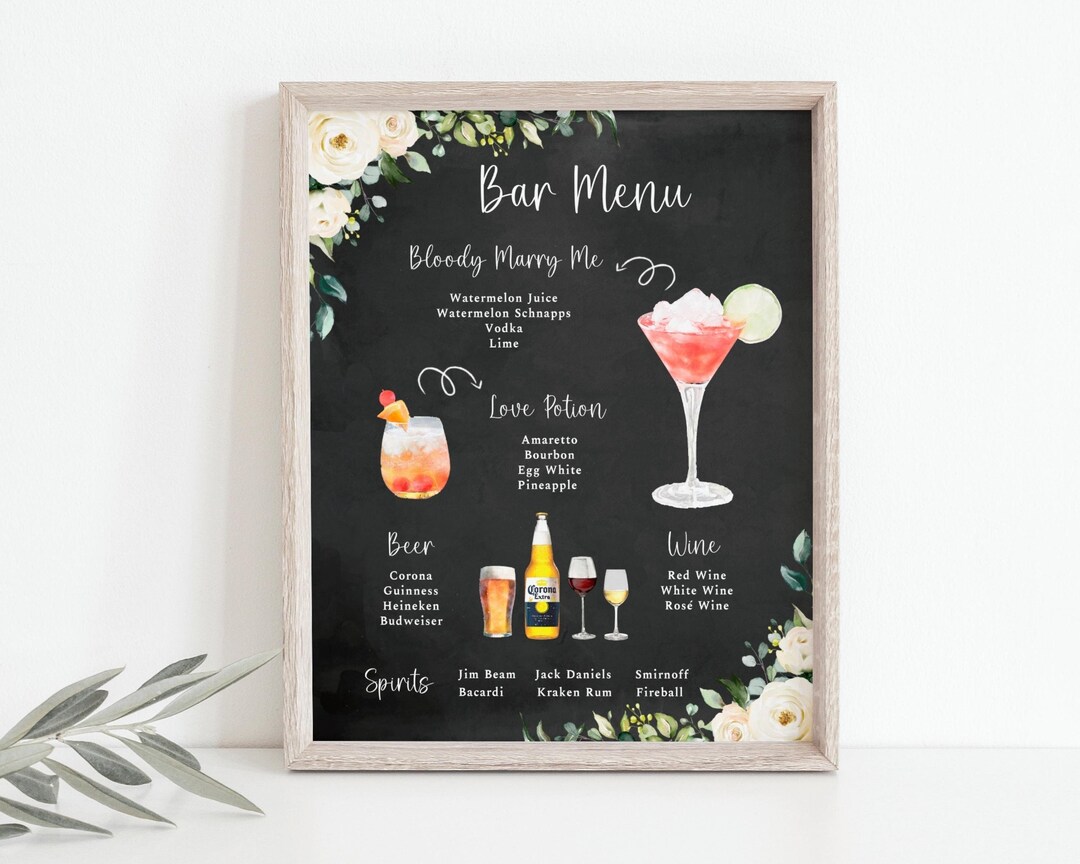 Chalkboard Design Menu Bar, Black Bar Menu Design, Drinks Sign, Bar ...