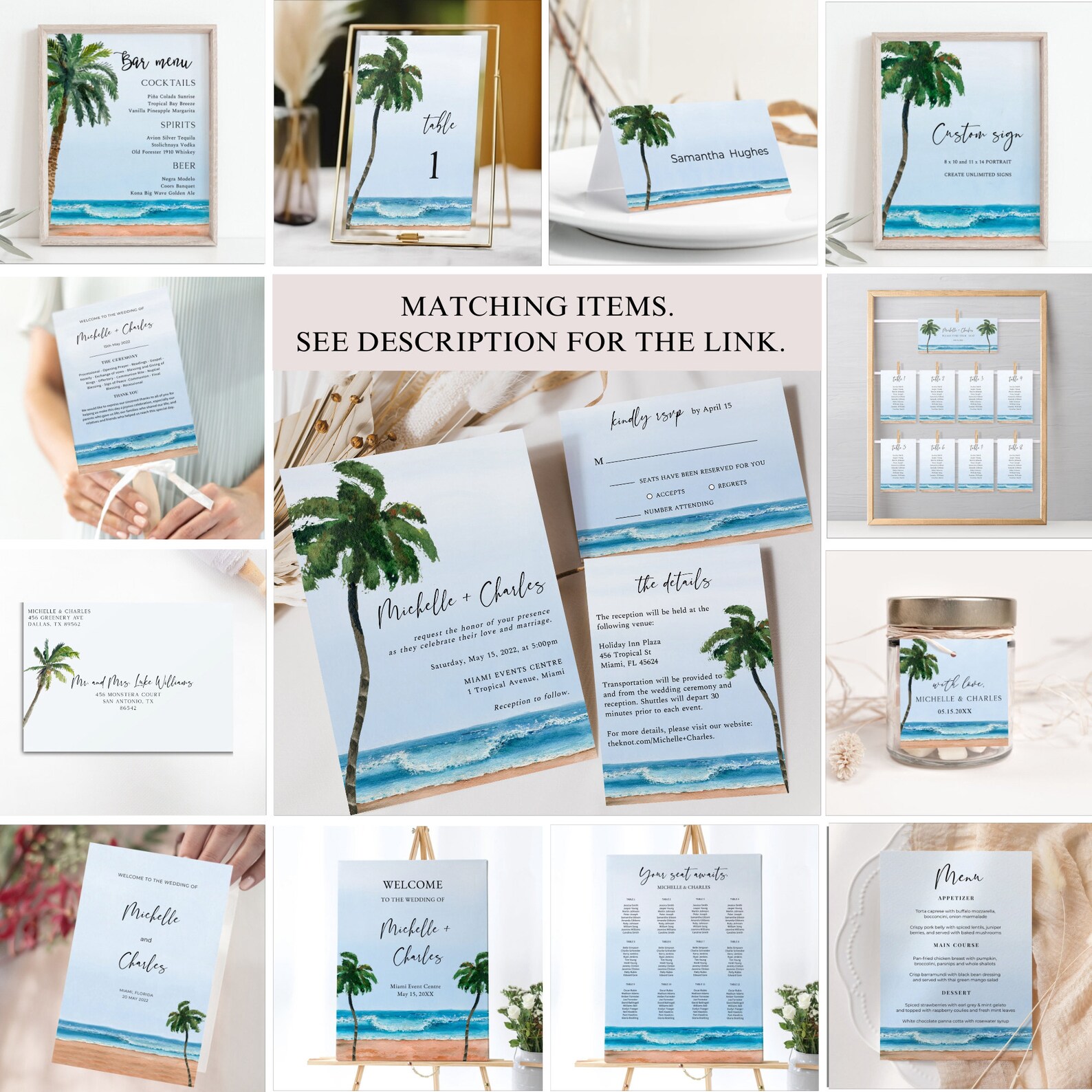 Wedding Menu Template, Sea Menu Template, Blue Ocean Wedding Menu ...