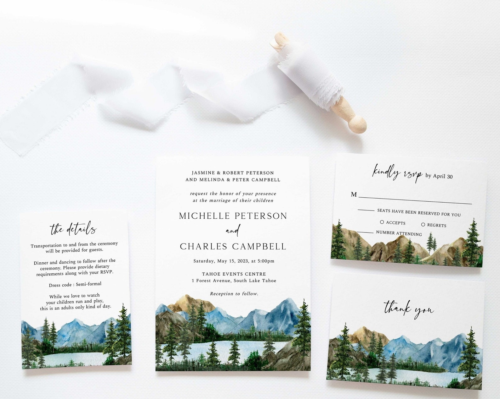 Lake Wedding Invitation Mountain Wedding Invitation Forest - Etsy