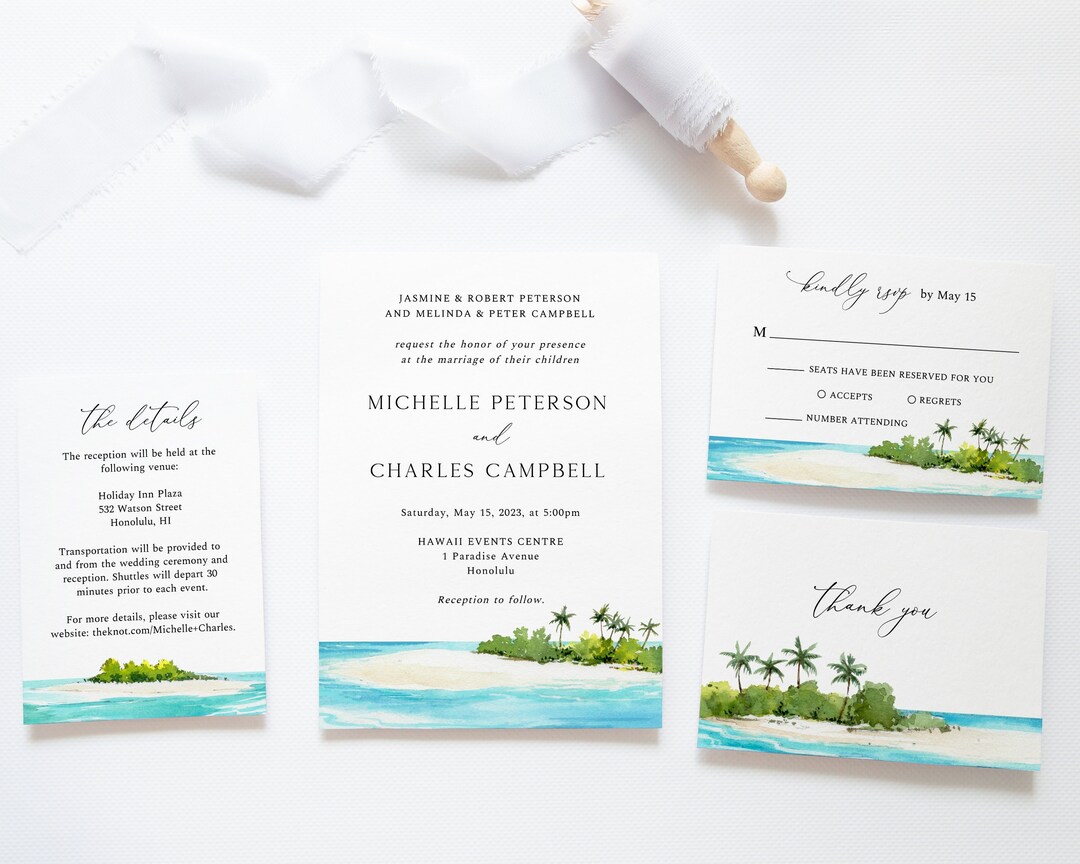 Cancun Wedding Invitation Set, Destination Wedding Bundle, Mexico ...