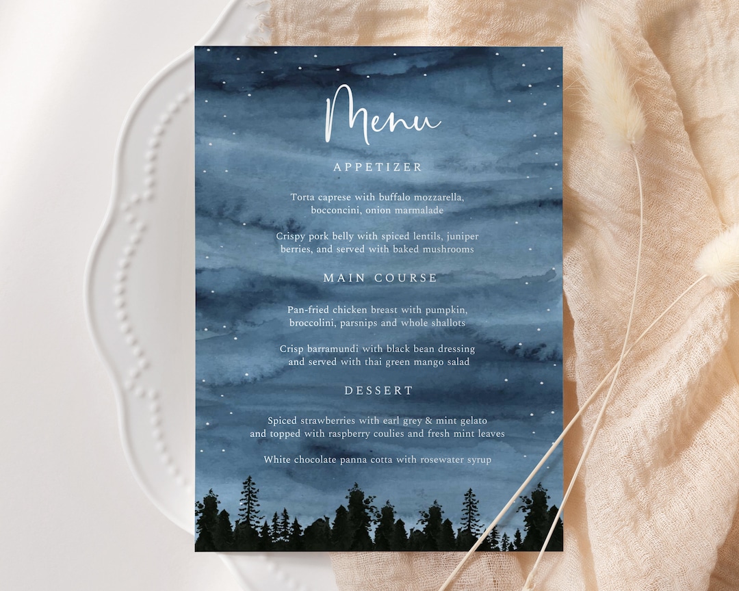 Starry Night Menu Template Under the Stars Printable Menu - Etsy