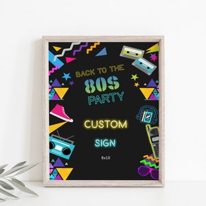 Back to the 80s Custom Sign, Retro Birthday Party Sign, Printable ...