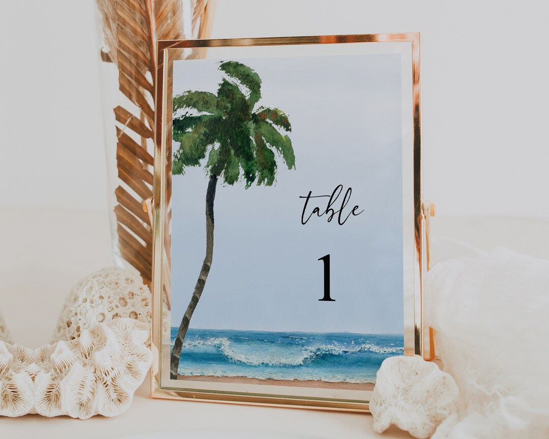 Printable Table Number Sea Wedding Card Themed Template - Etsy