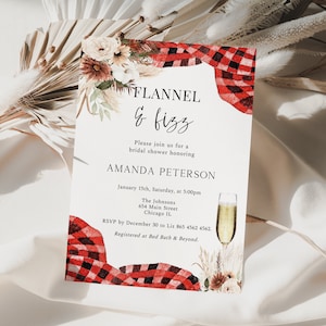 Flannel and Fizz Bridal Shower Invitation, Boho Bridal Shower, Rustic ...