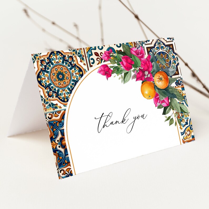 Citrus Thank You Cards, Spanish Wedding Thank You Card, Bridal Shower ...