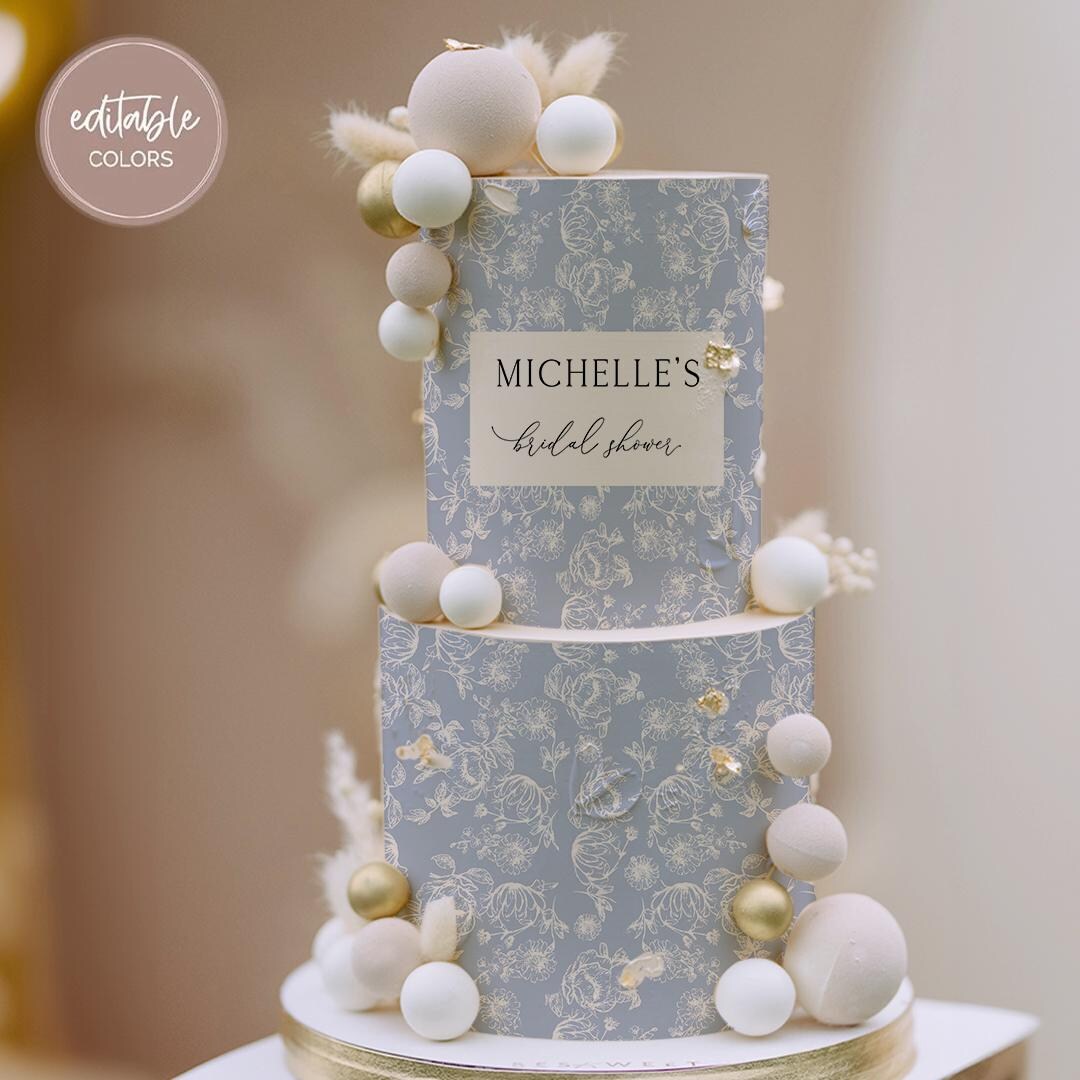 Blue French Toile Cake Wrap PRINTABLE TEMPLATE Pattern Edible Icing ...