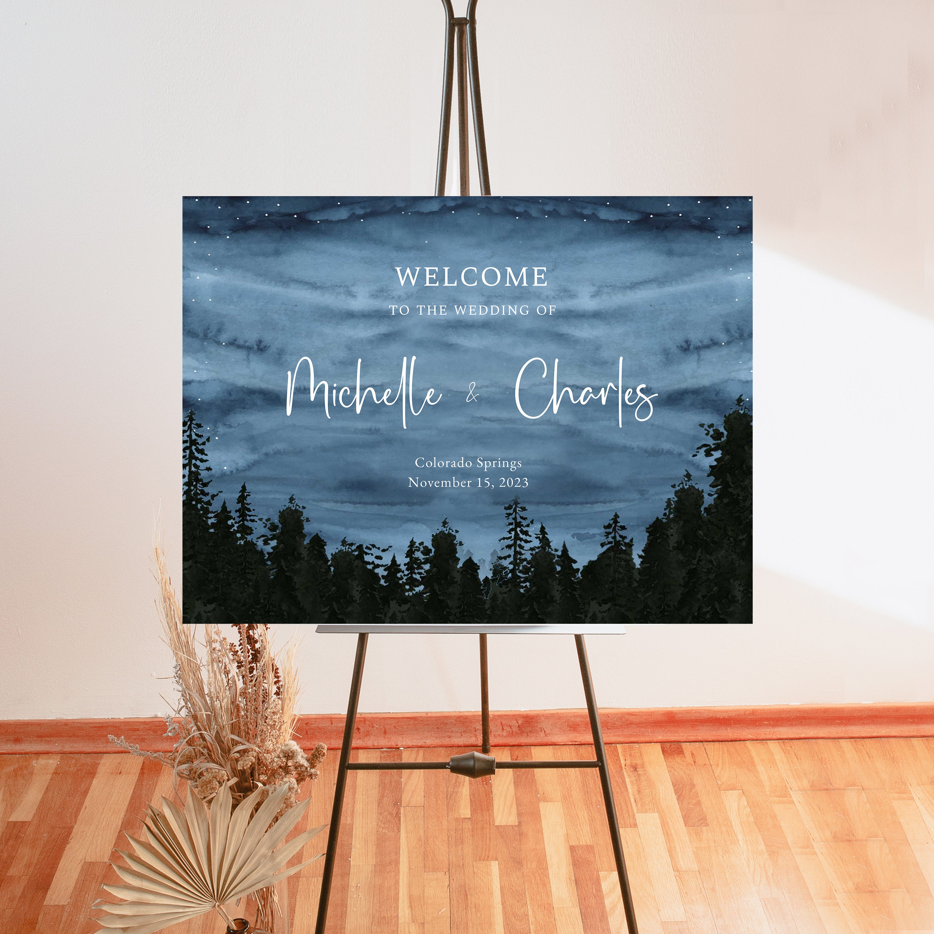 Starry Night Wedding Welcome Sign Under the Stars Wedding - Etsy