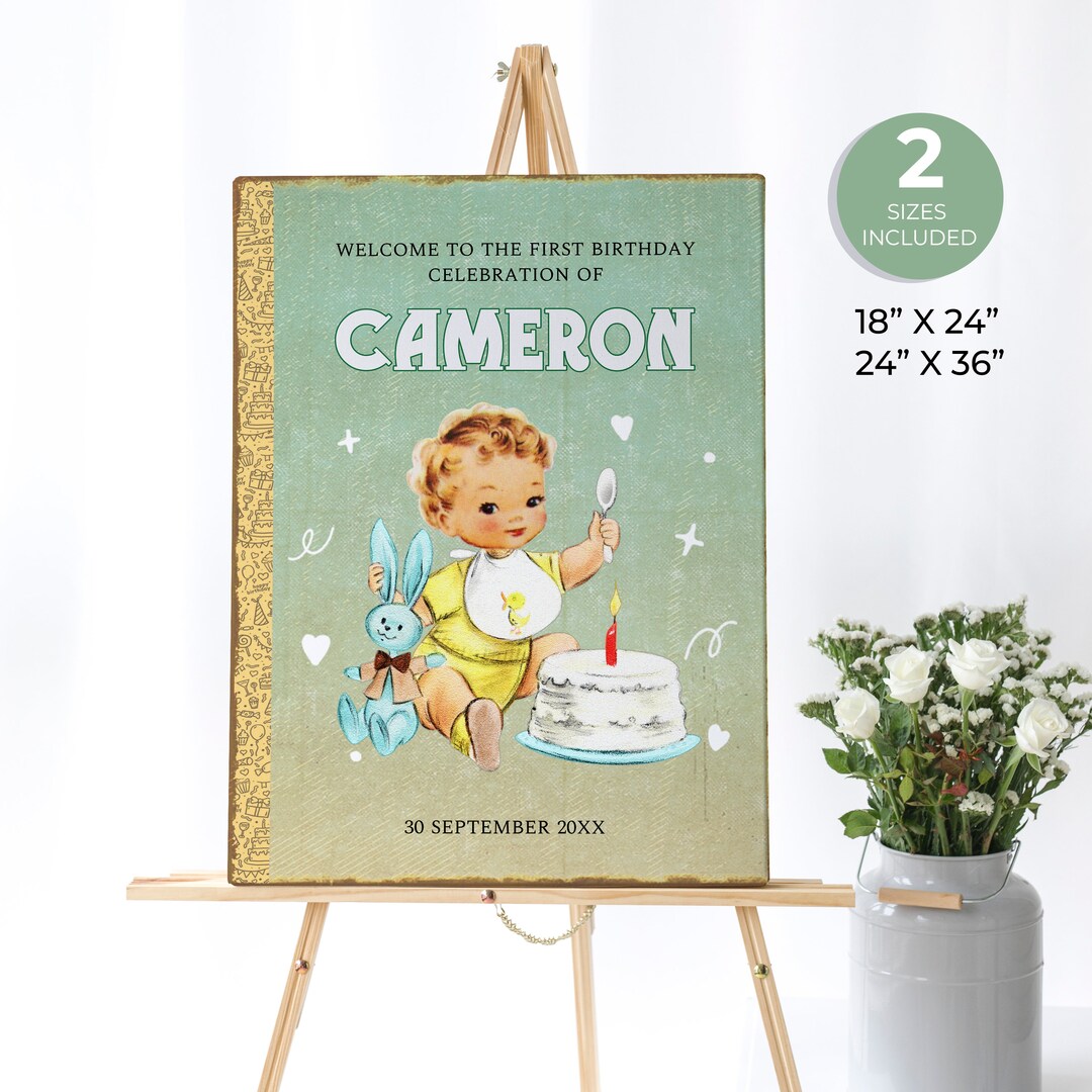 Retro Storybook First Birthday Welcome Sign, Chapter Book Themed ...
