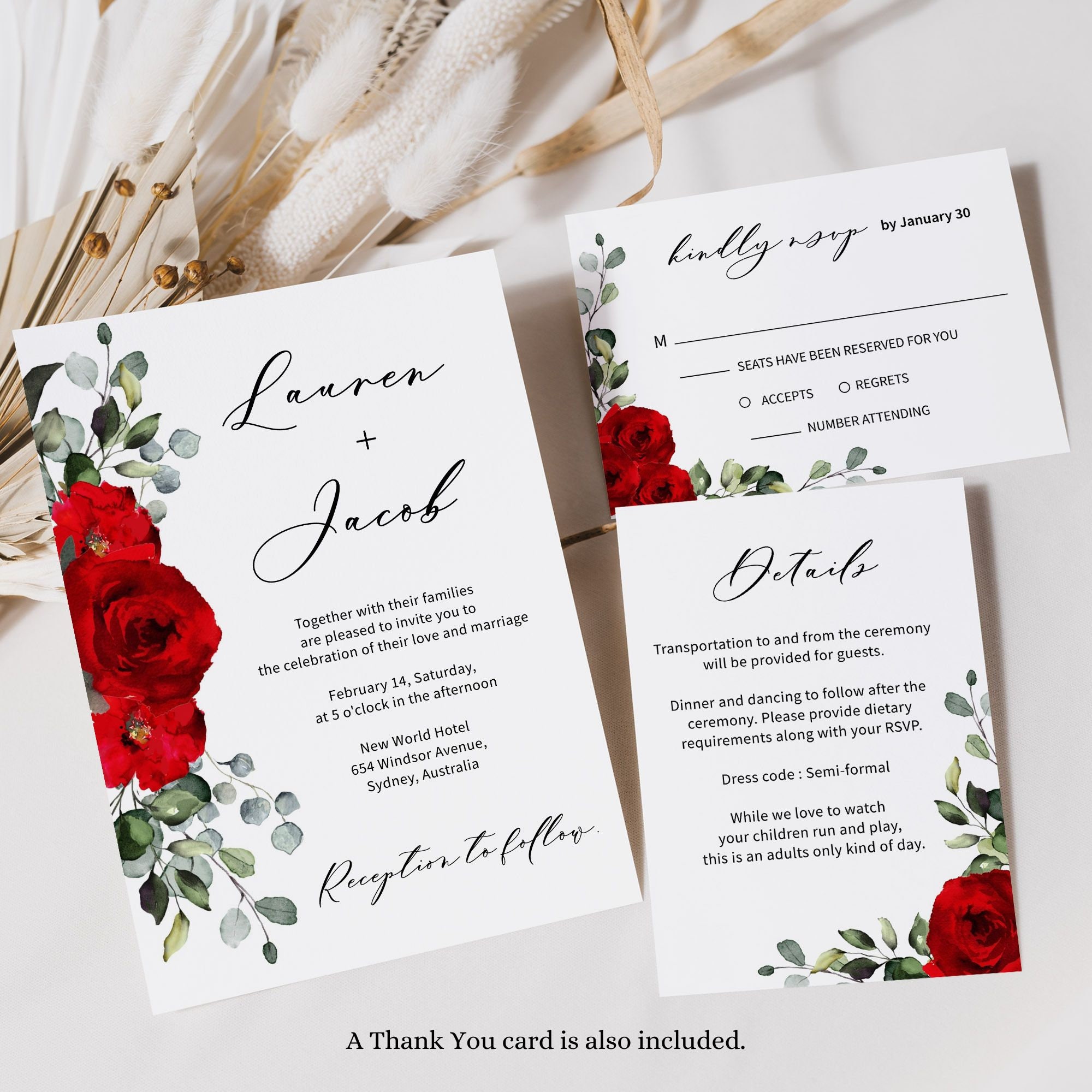 Red Wedding Invitations Templates