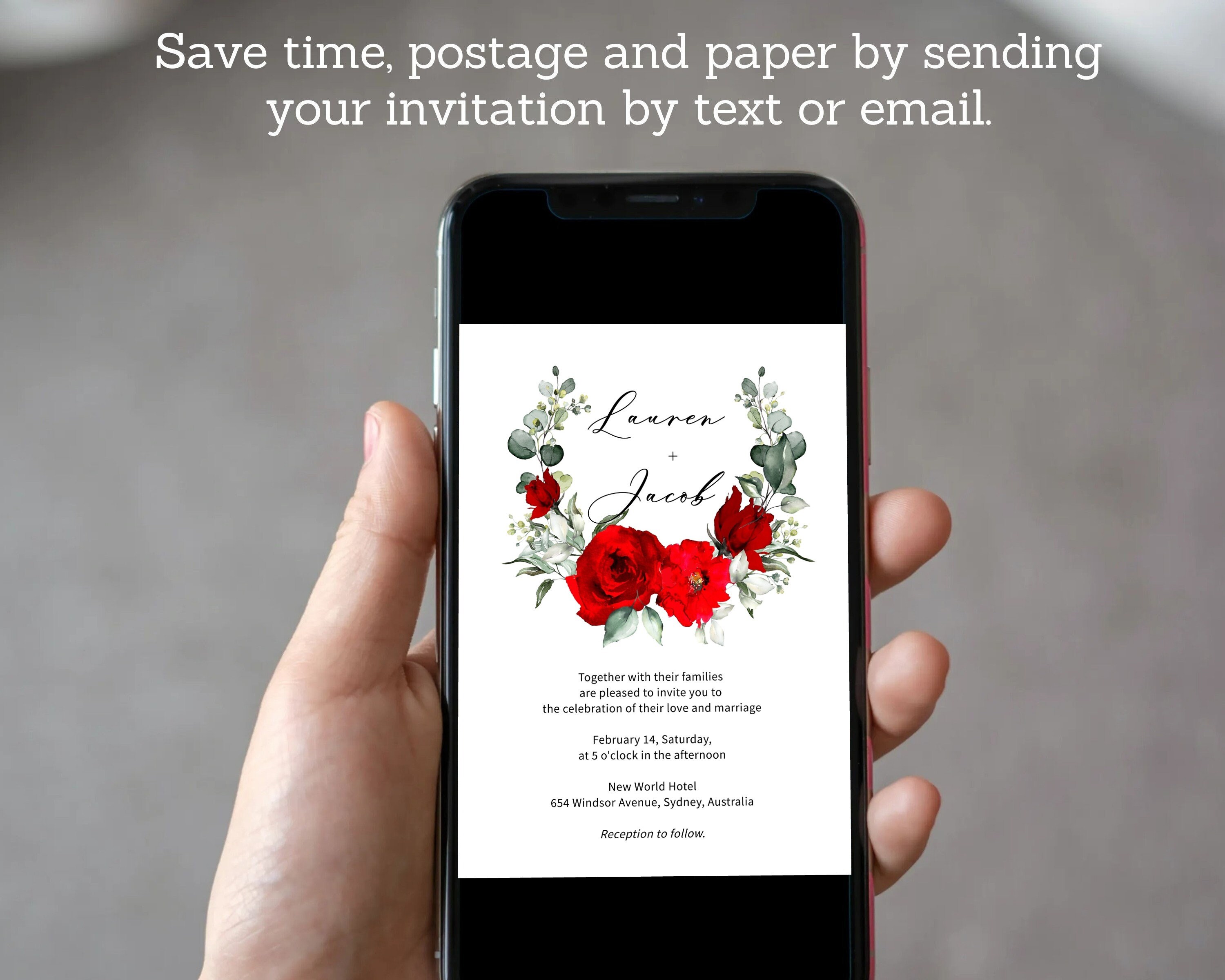 Red Roses Wedding Invitation Red Wedding Invitation Red | Etsy