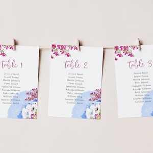 Santorini Seating Chart, Hot Pink Floral Seating Chart Poster ...