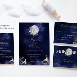 Floral Moon Wedding Invitation, Celestial Wedding Invitation ...